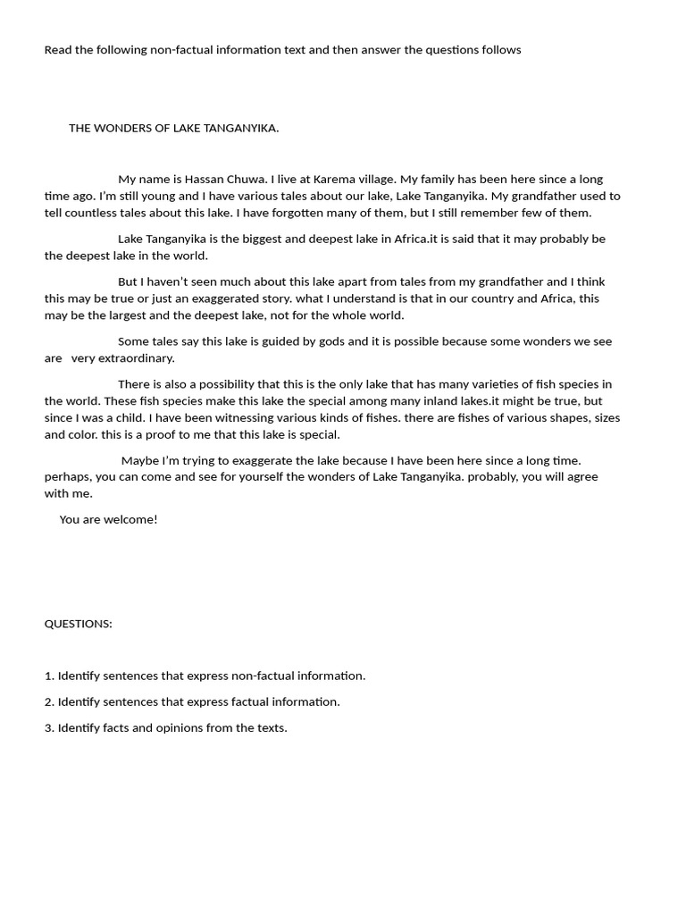 Sample of Texts With Non Factual Information | PDF