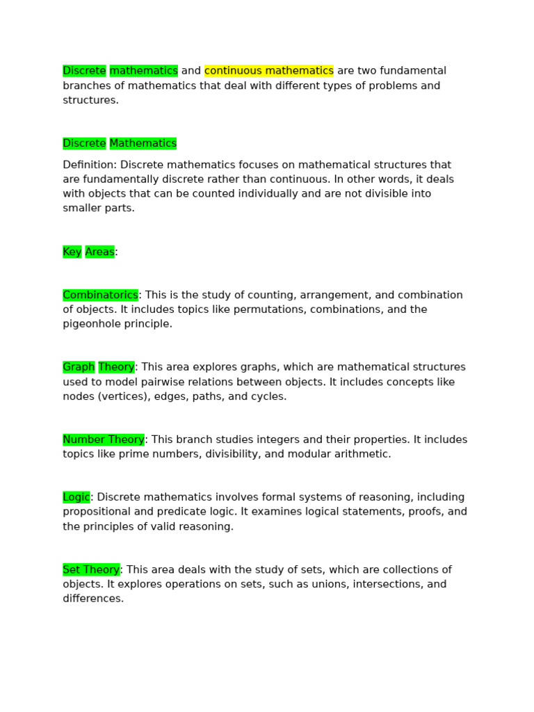 Discrete and Continuous Explained | PDF | Discrete Mathematics ...