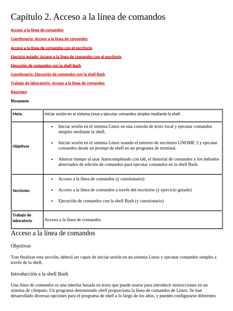 Capítulo 2. Acceso A La Línea de Comandos | PDF