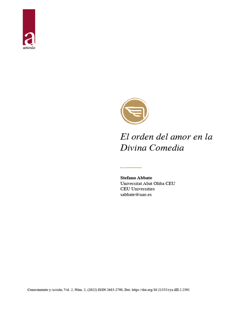 Abbate, Stefano. El Orden Del Amor en La Divina Comedia. | PDF