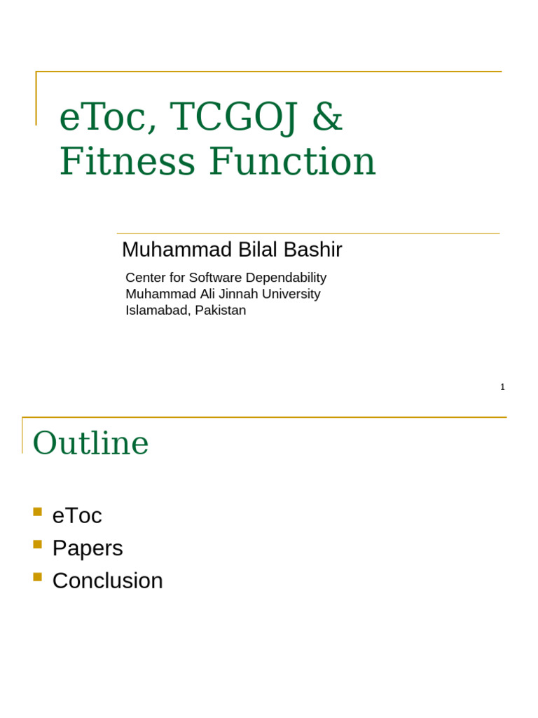 EToc + TCGOJ + Fitness Function | PDF