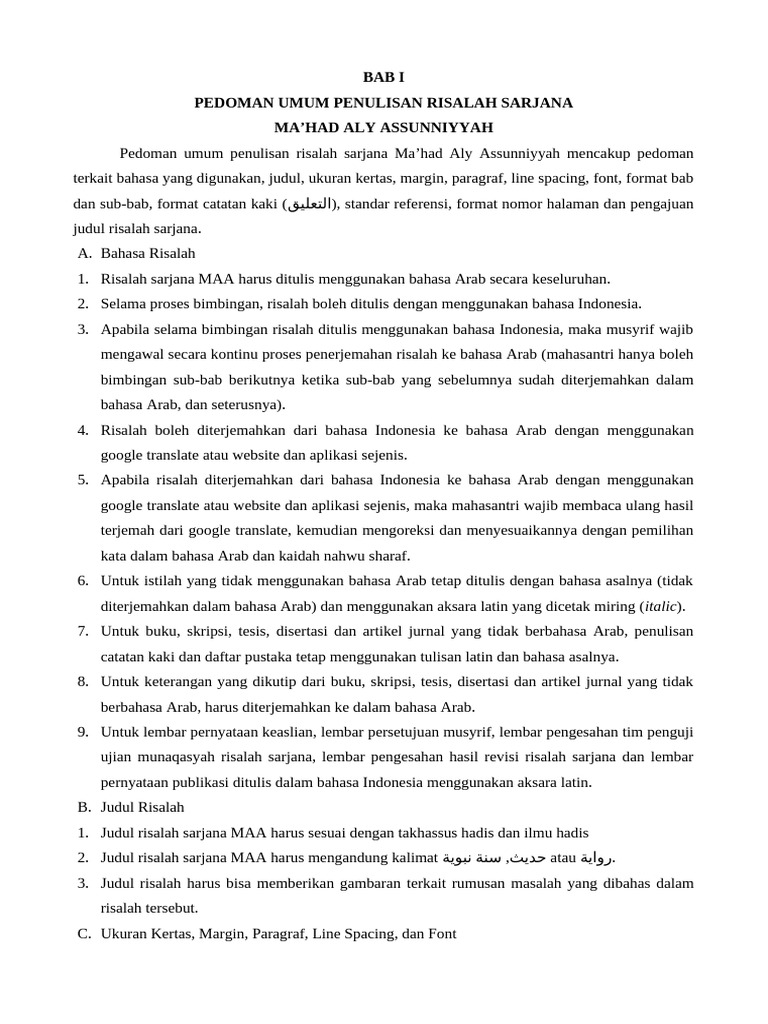 2 Bab I Pedoman Umum Penulisan Risalah Sarjana Maa | PDF