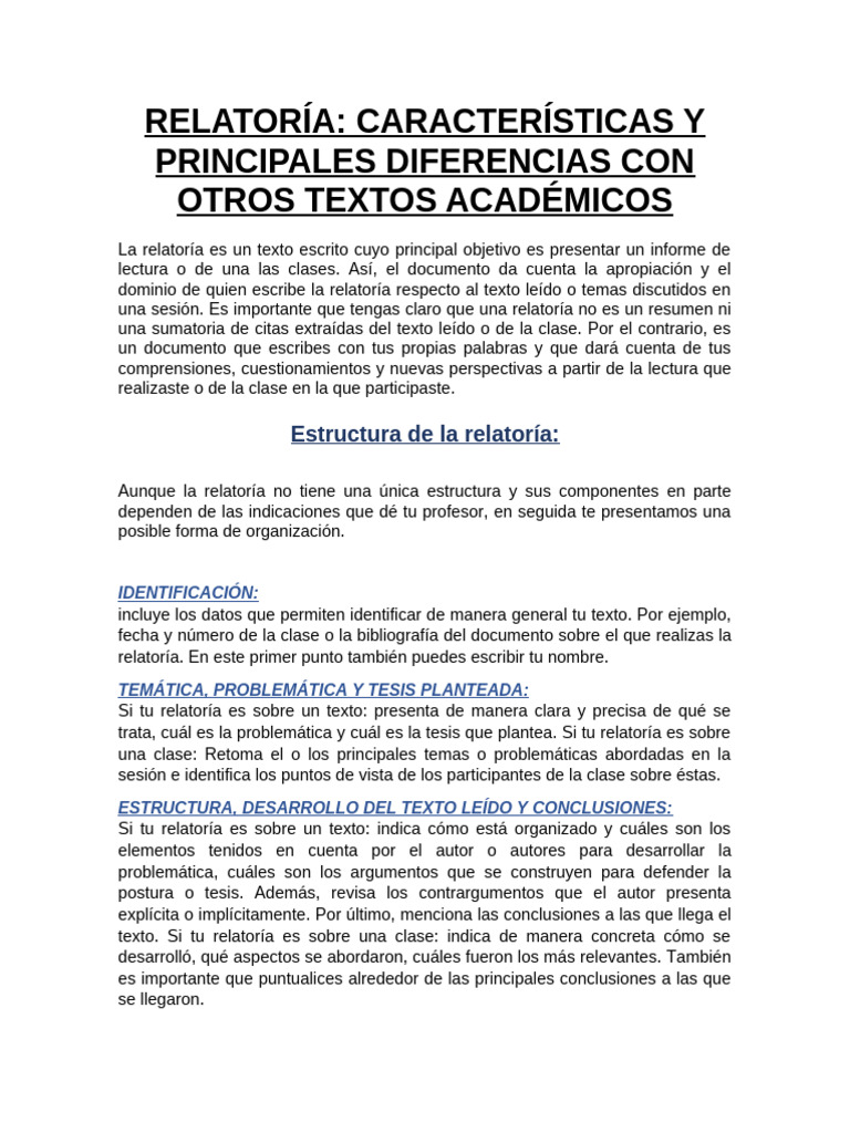 Como Hacer Una Relatoria | PDF