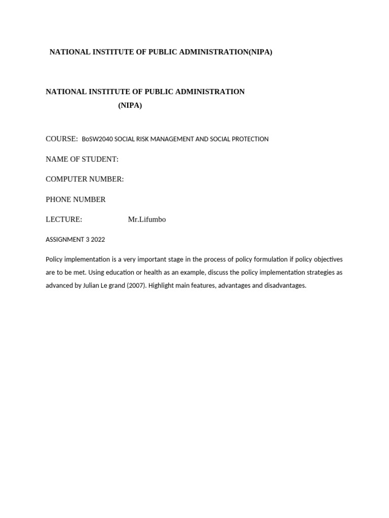 Social Risk Management and Social Protection | PDF