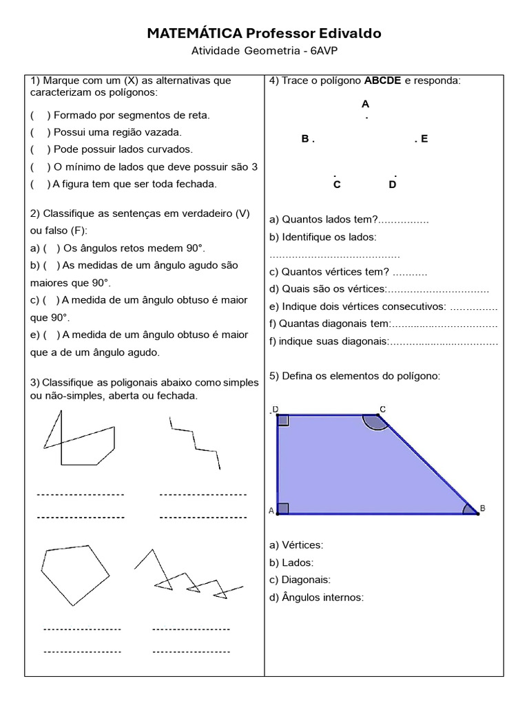 Atividade Avaliativa Geometria | PDF