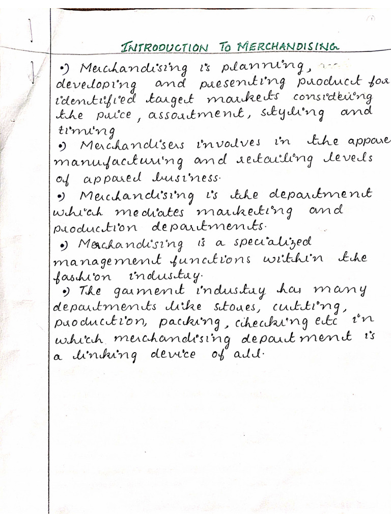 Merchandising Notes | PDF