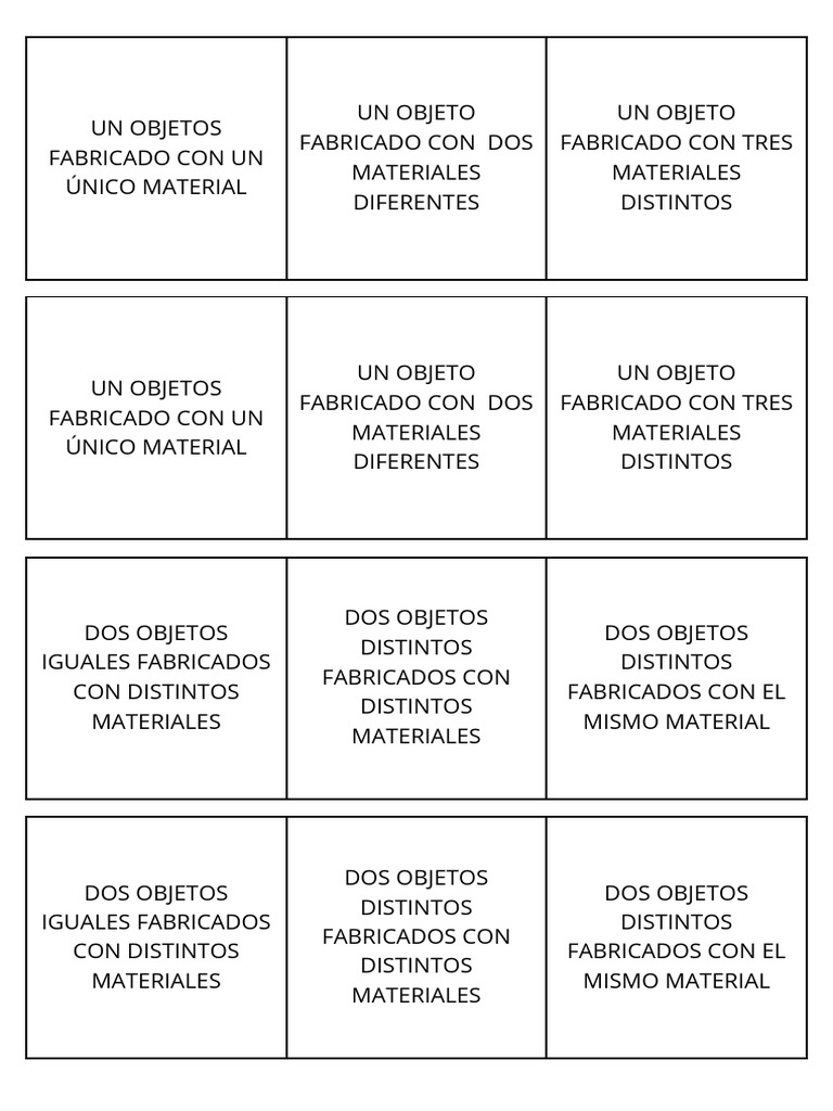 Tarjetas de Objetos | PDF