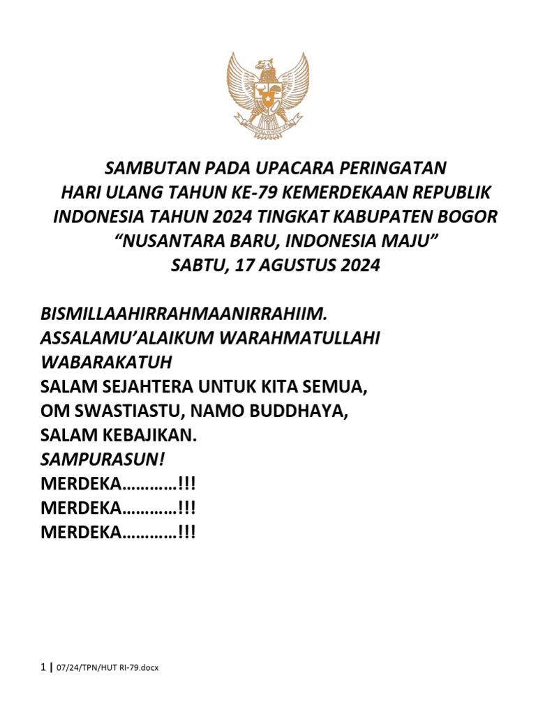 23 Sambutan Bupati Bogor Hut Ri Ke 79 17 Agustus 2024 Pdf