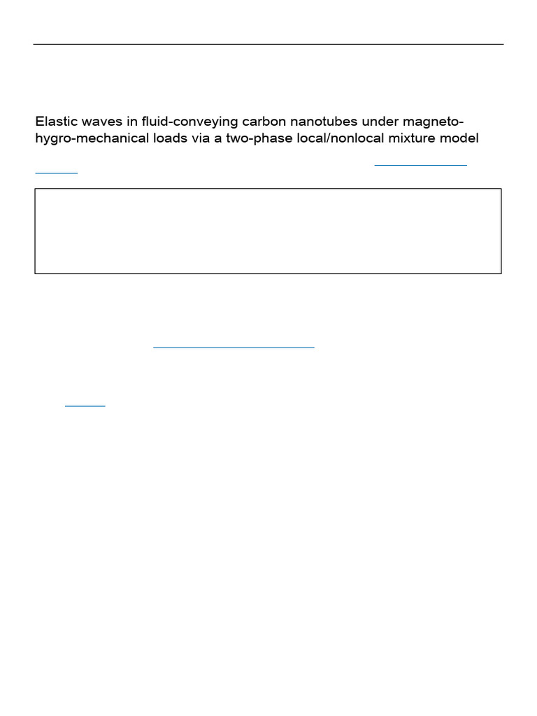 Elastic Waves in Fluid Conveying CNT Under Magneto-Hygro-Mechanical ...
