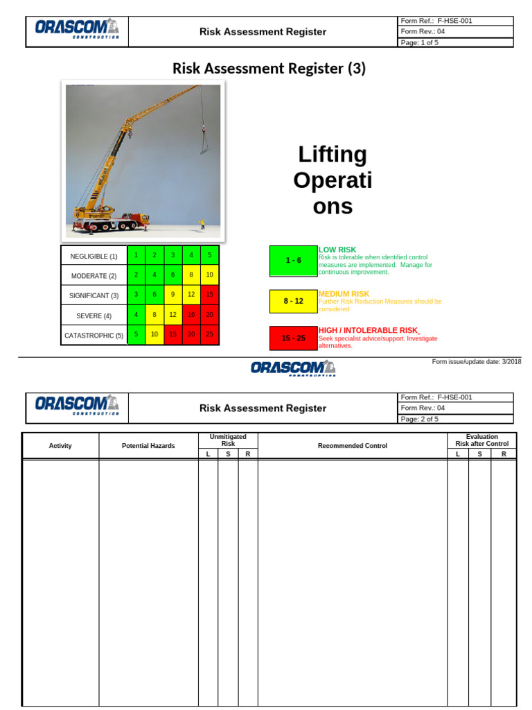 03-Risk Assessment Lifting Empety | PDF