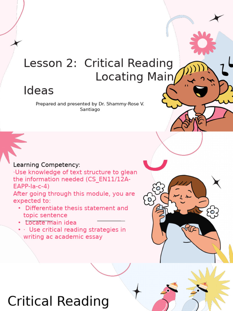 Lesson 2 Critical Reading Locating Main Ideas | PDF