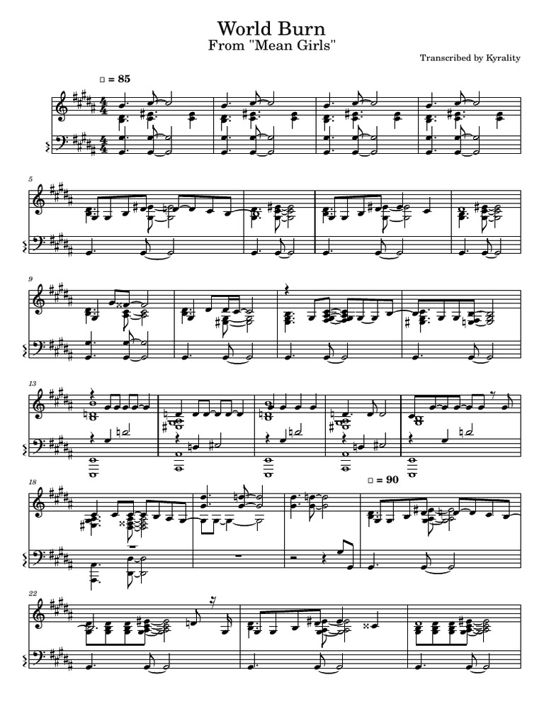 Mean Girls World Burn Arrangement | PDF