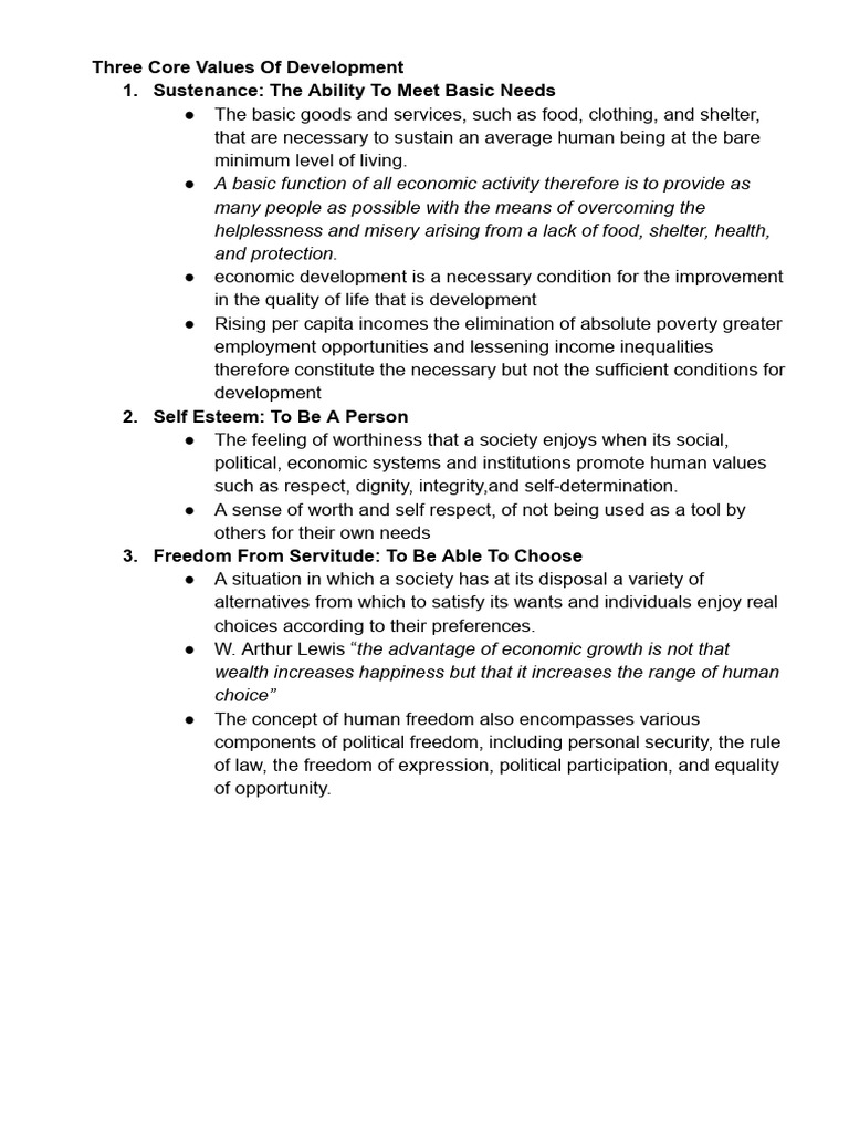 Three Core Values of Development | PDF | Career & Growth | Social Science