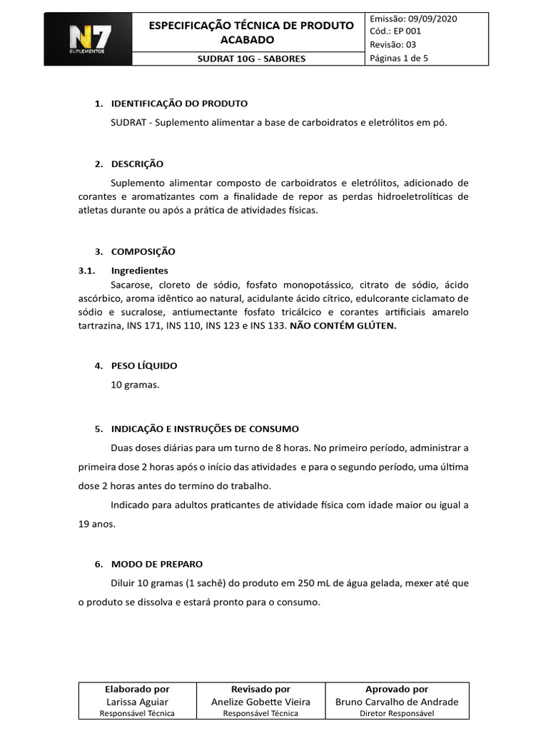 Ficha Técnica - Sudrat 10g | PDF