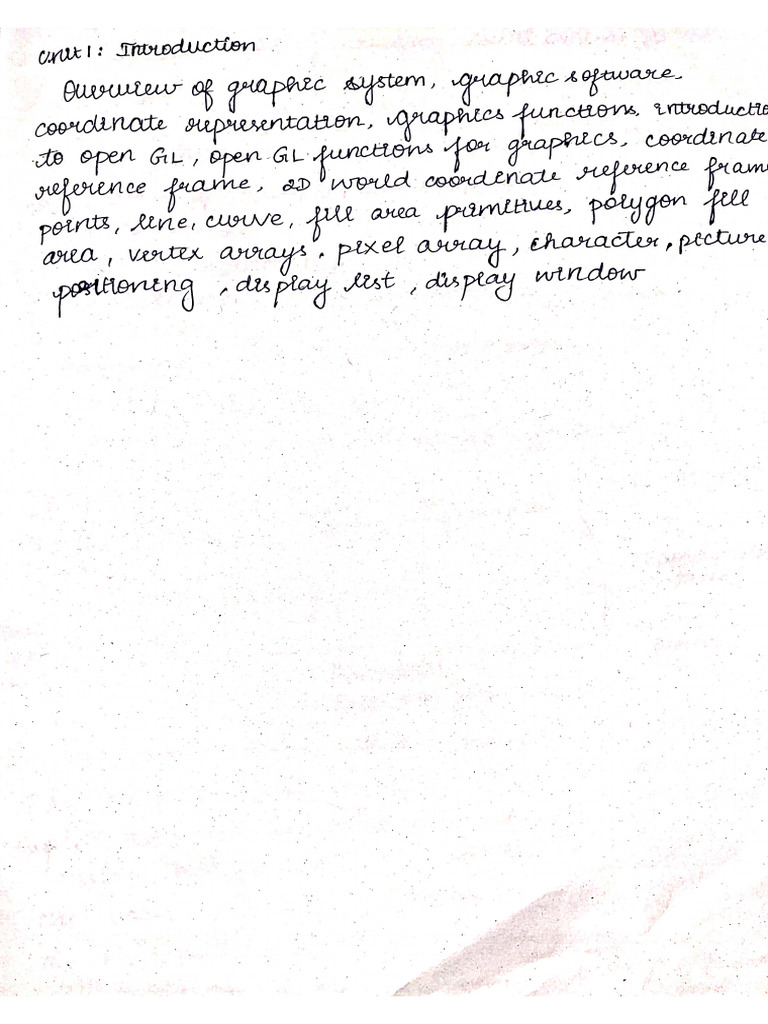 Graphics-Unit 1 Notes-Hand | PDF