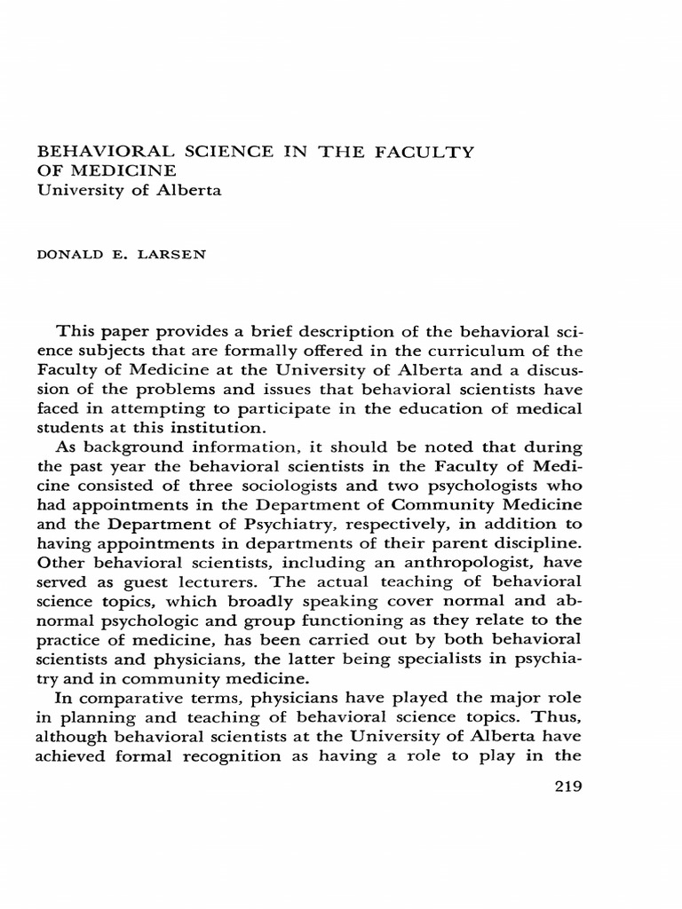 49 2 Part 1 Behavioral Science in The Faculty of Medicine | PDF ...