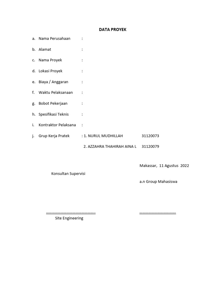 Data Proyek Kosong | PDF