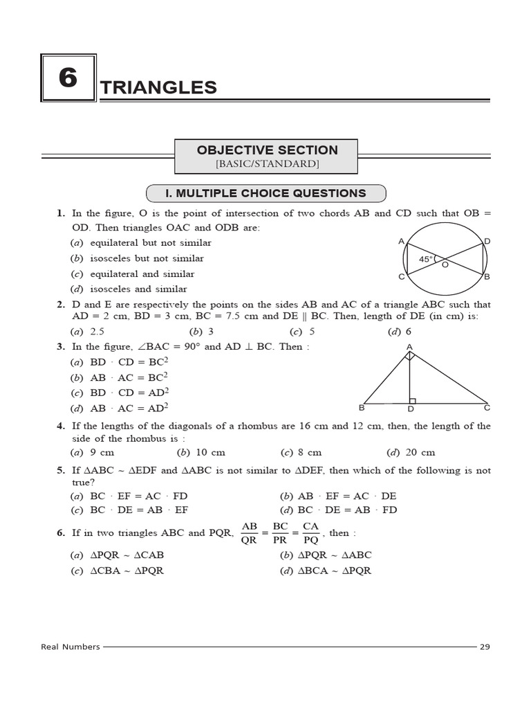 Triangle MCQs and Fill-in-the-Blanks | PDF | Triangle Geometry | Classical Geometry