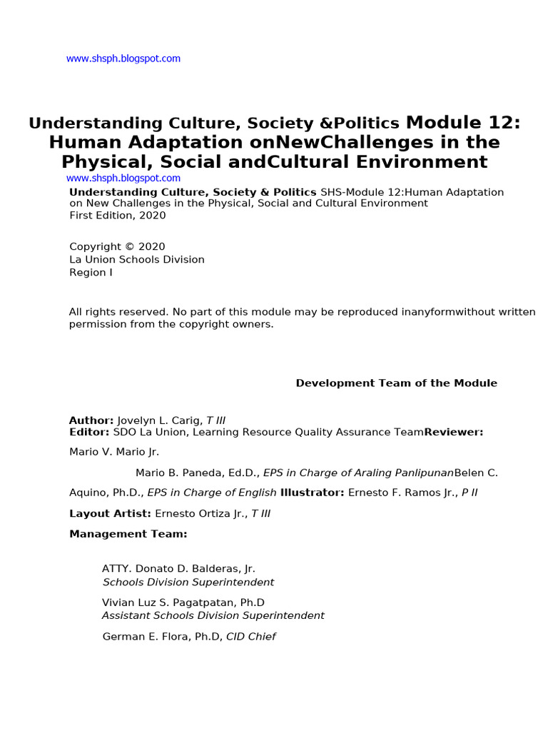 UCSP Module 12 | PDF