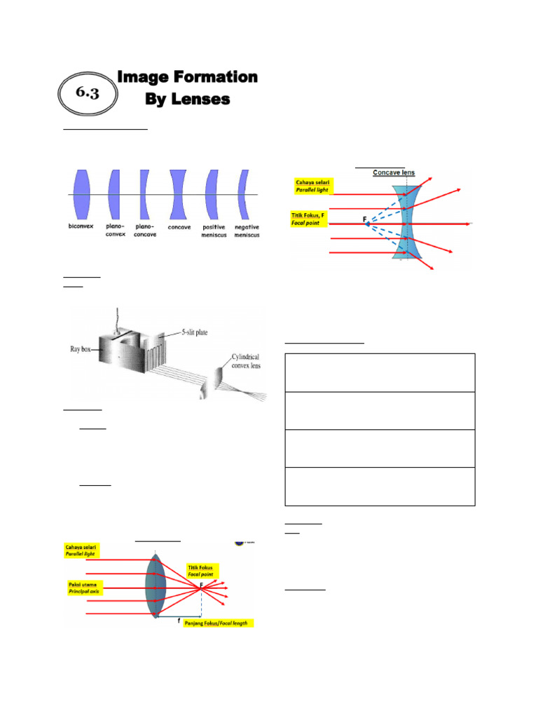 6.3 Images Formation by Lens Student | PDF