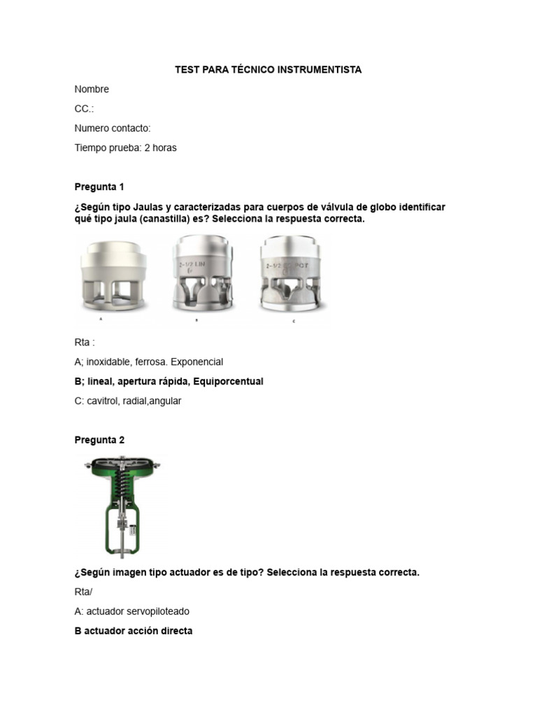 Test para Técnico Instrumentista | PDF