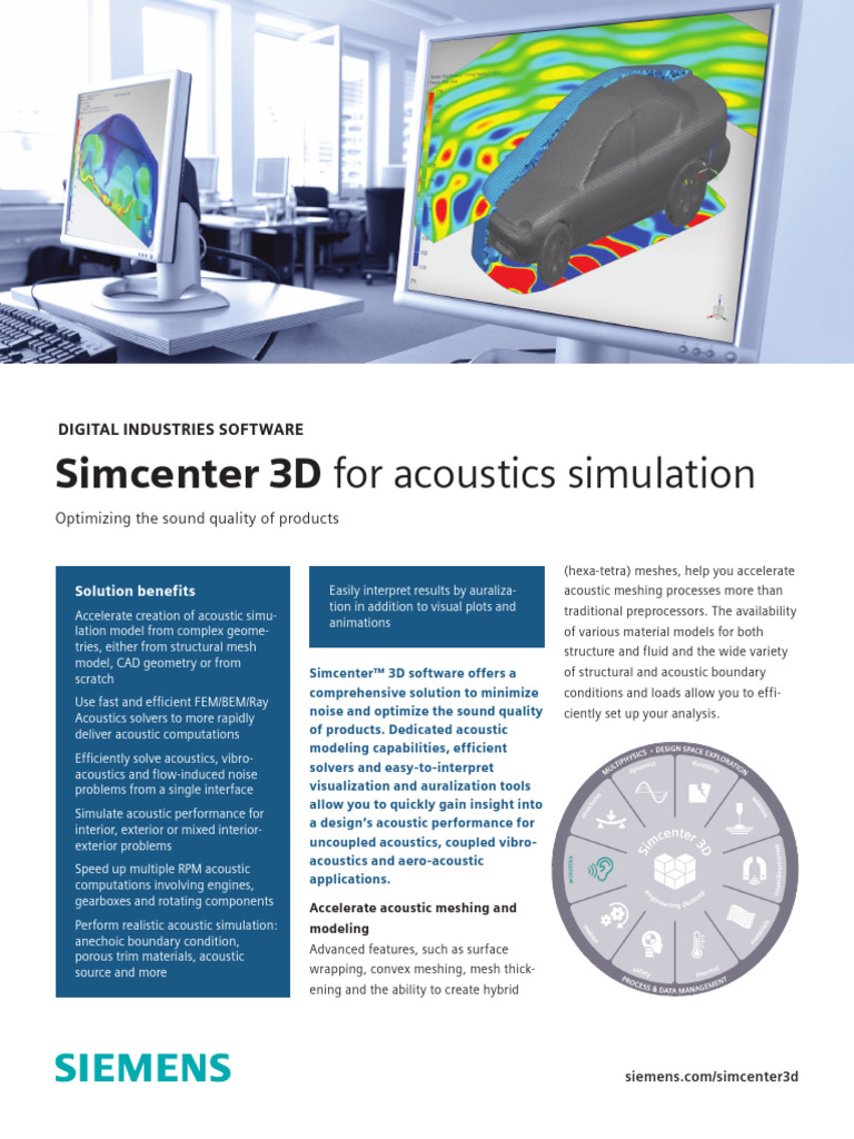 Siemens SW Simcenter 3D For Acoustics Simulation Solution Guide | PDF