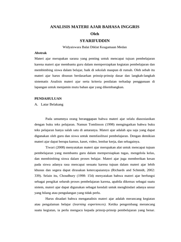 Analisis Bahan Ajar | PDF