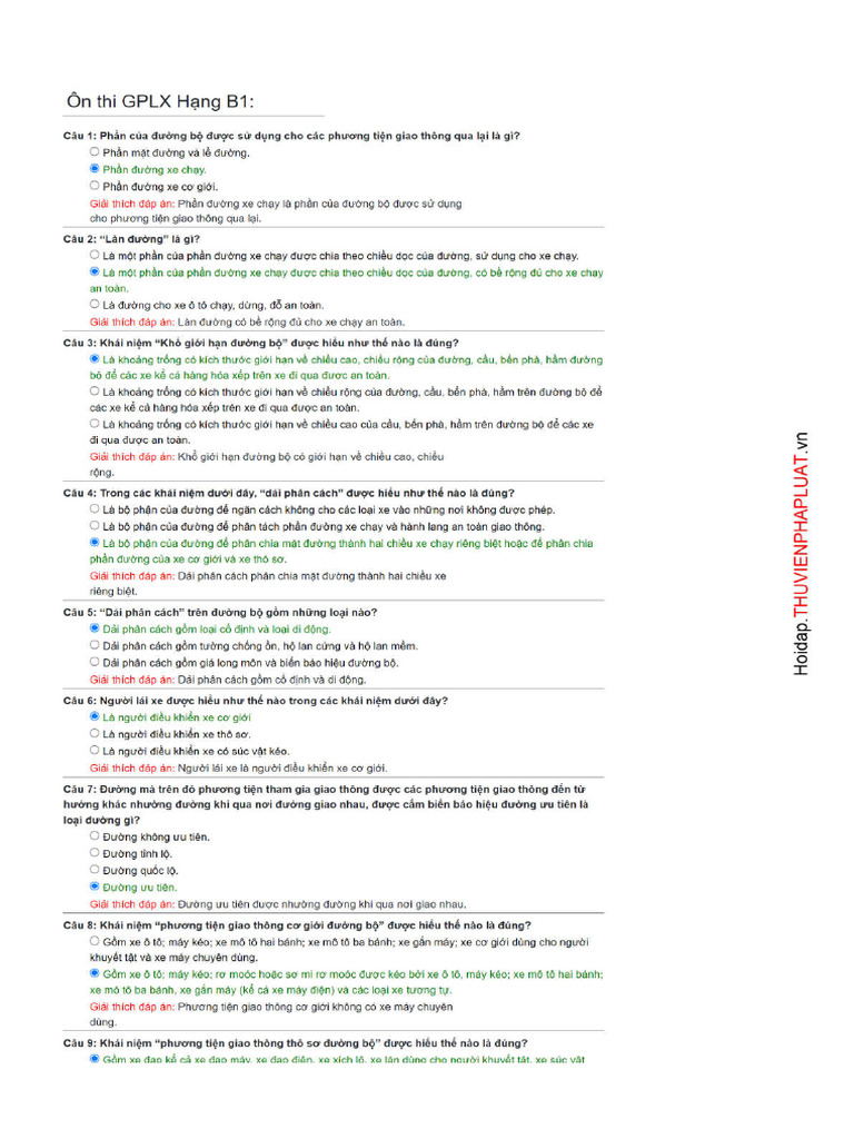 On Thi GPLX Hang b1 2023 | PDF