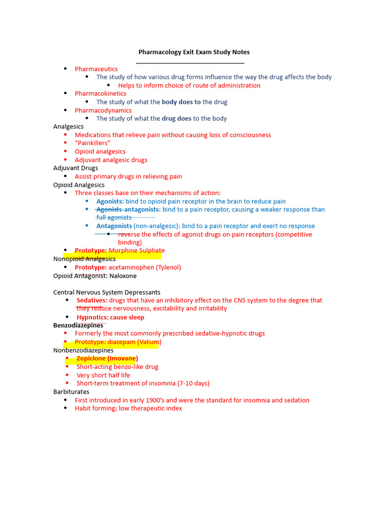 Pharm Exit Exam Notes | PDF