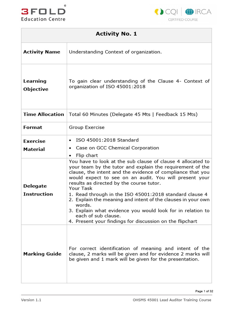 Delegate Activity Workbook V1.1 | PDF