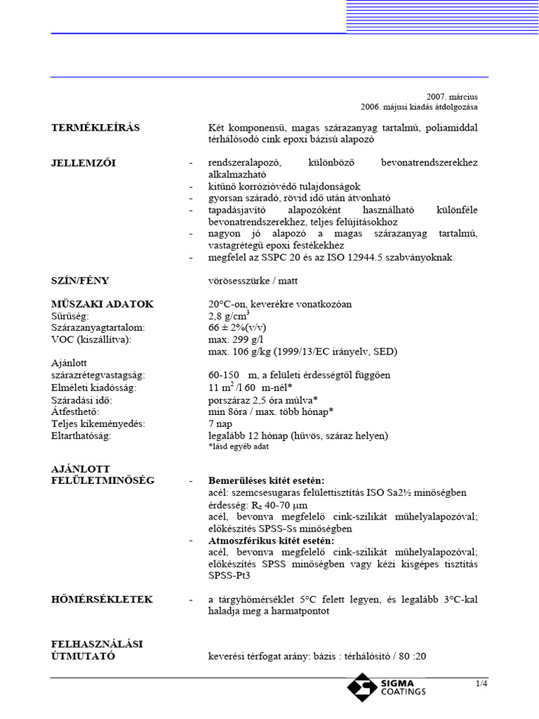 Adoc - Pub - Sigmazinc 109 Hs Sigmarite Hs Zinc Primer 7701 | PDF
