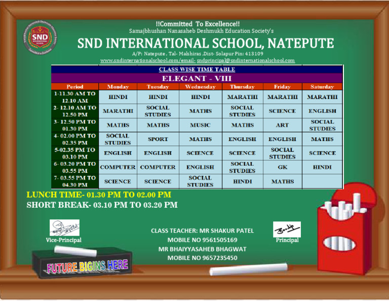 Classwise Timetable 2024-2025 Elegant-8 | PDF
