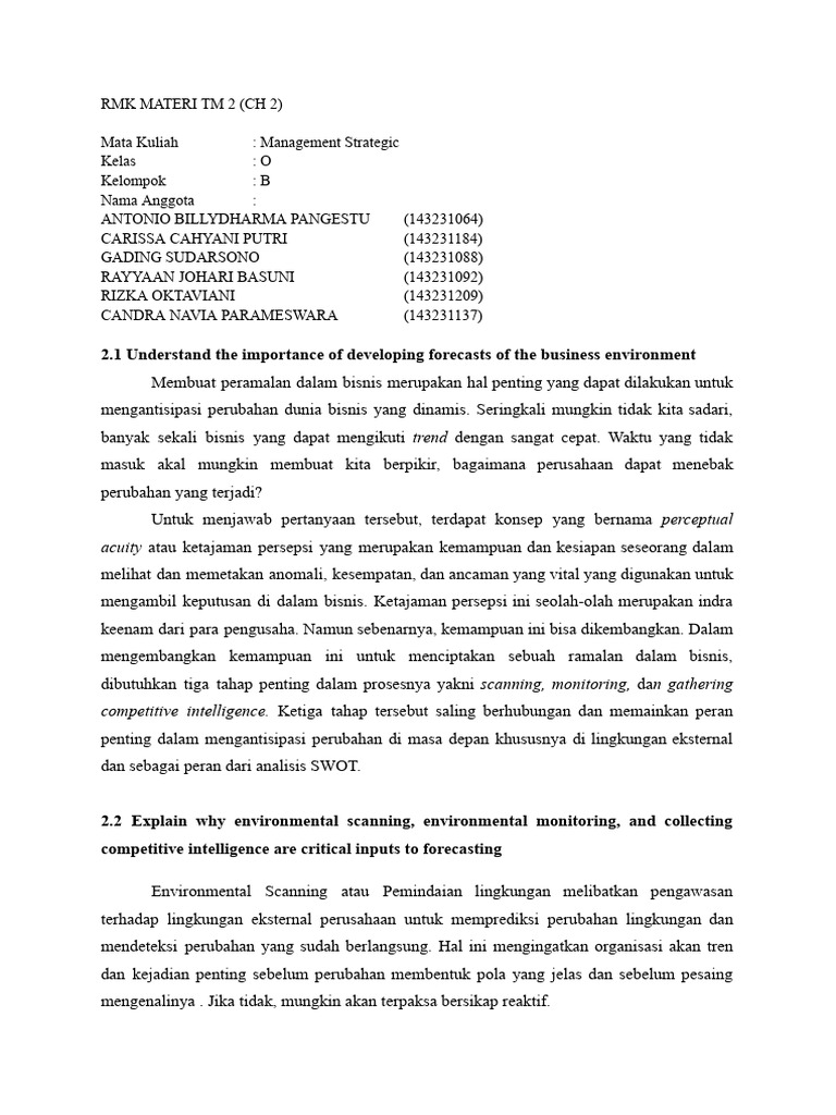 TM 2 - RMK CH2 - Kelompok B - Management Stratejik | PDF