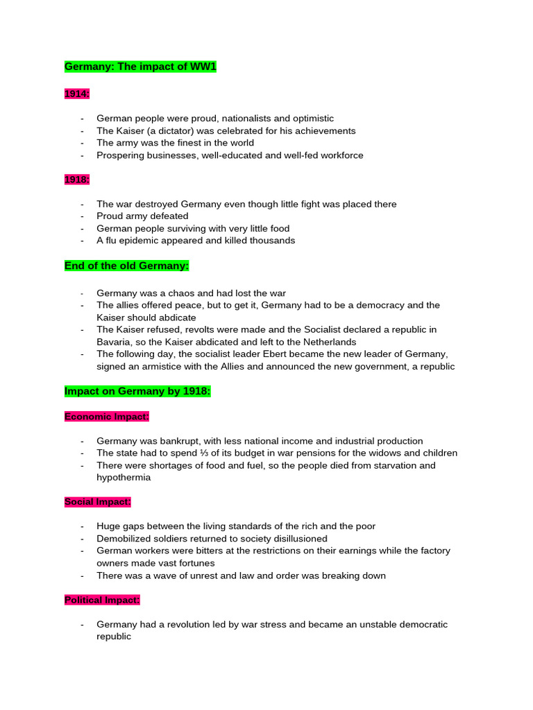 Resumen History Weimar Republic and The Nazis | PDF