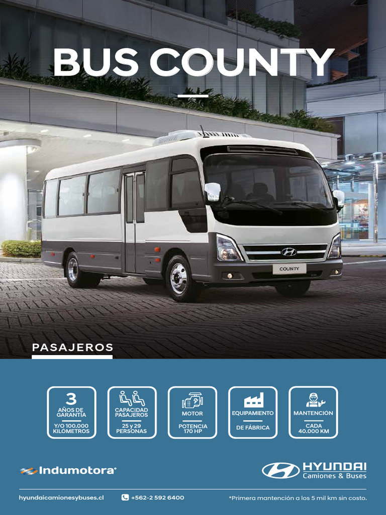 Hyundai Camiones Y-Buses Ficha Bus County | PDF | Eje | Camión