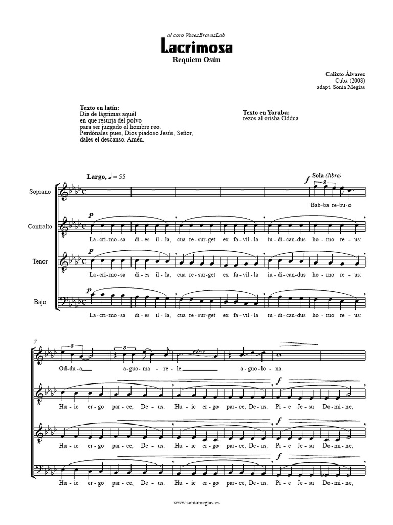 Lacrimosa (Calixto Alvarez) Partitura Coral | PDF