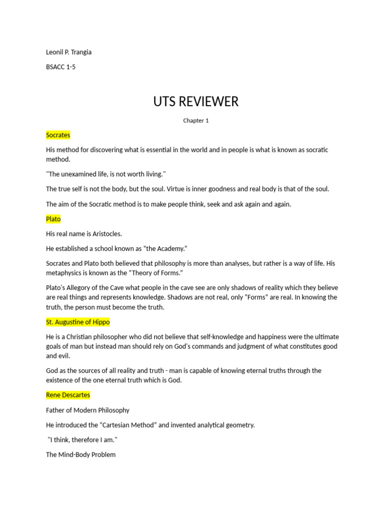 UTS Reviewer | PDF