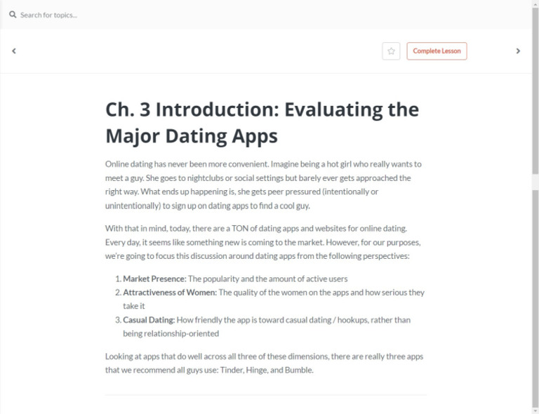 1.Ch. 3 Introduction Evaluating The Major Dating Apps | PDF