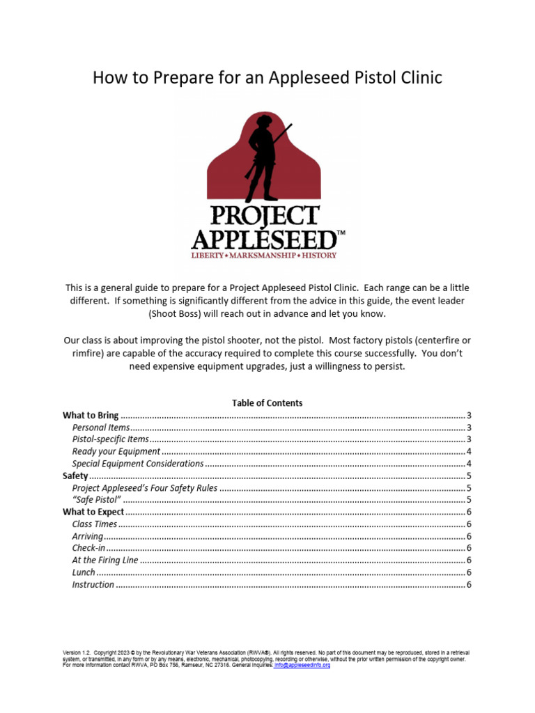 How To Prepare - Appleseed Pistol Clinic | PDF
