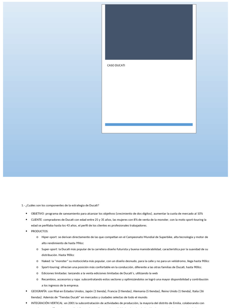 DUCATI caso negocios | PDF