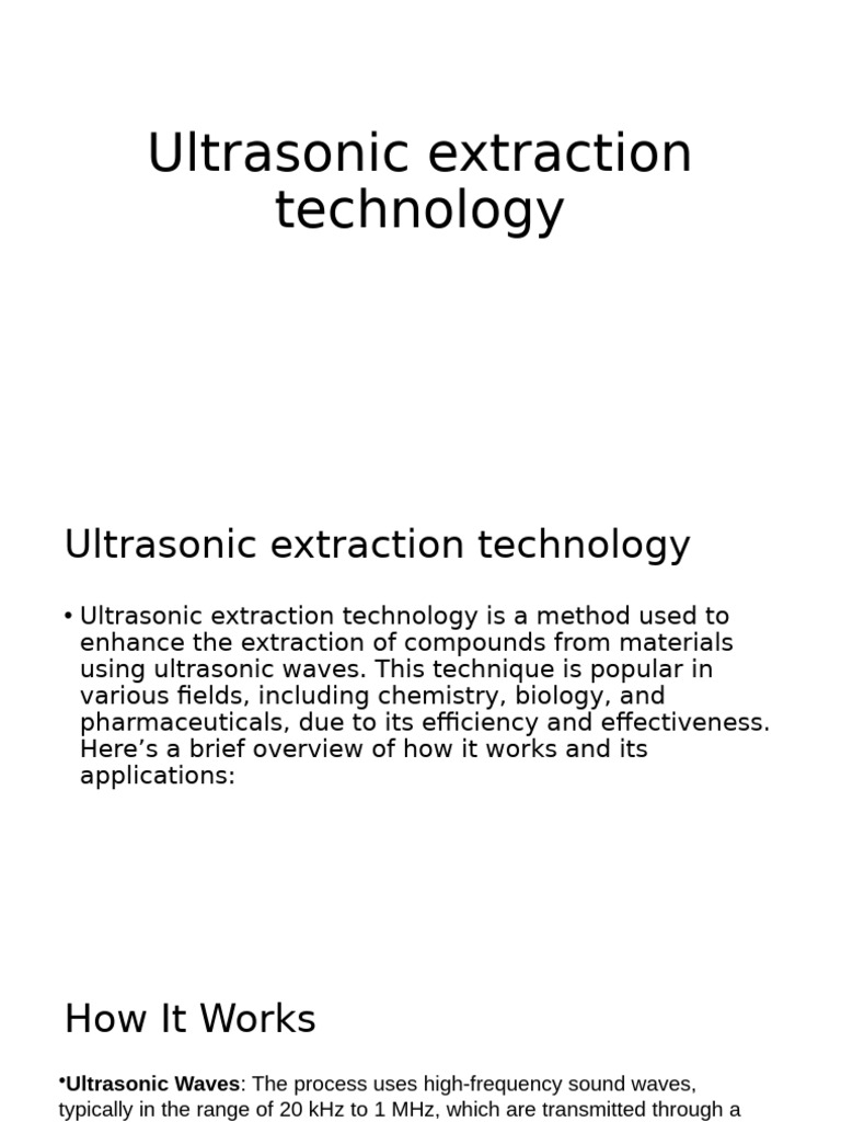 Ultrasonic Extraction Technology | PDF