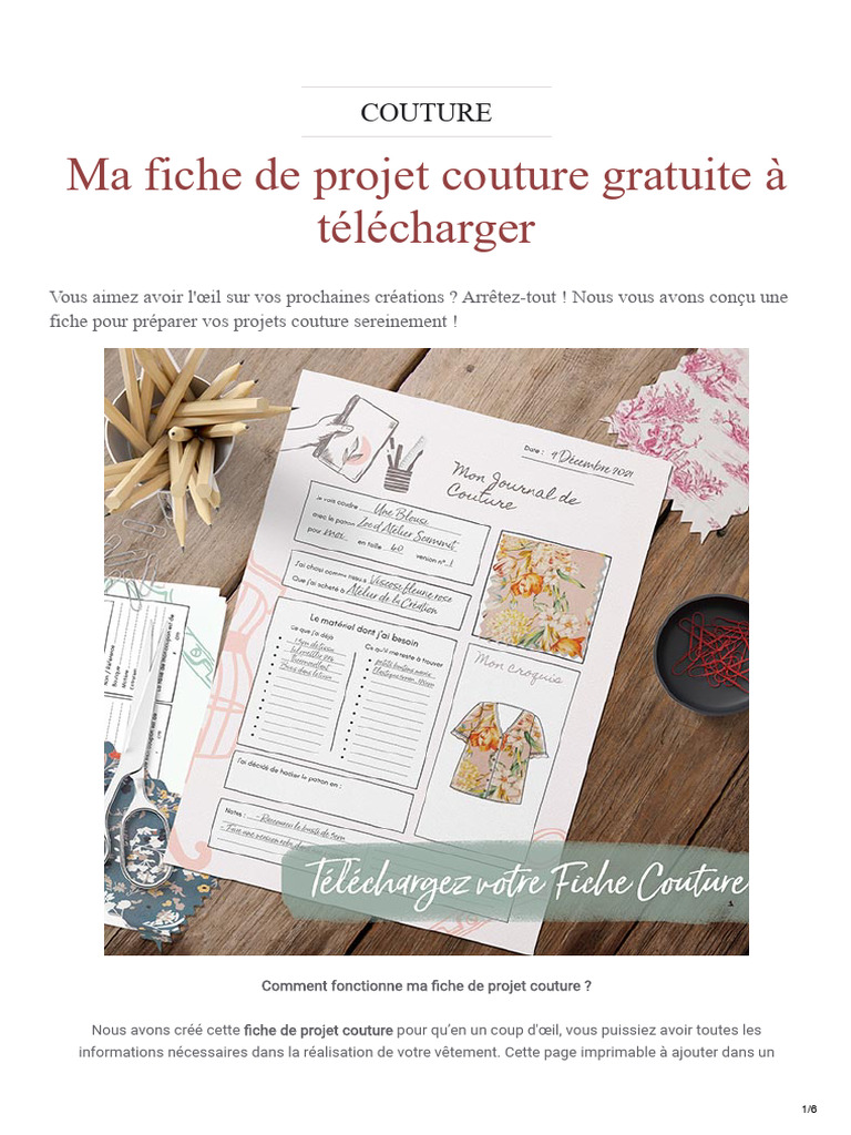 Ma Fiche de Projet Couture Gratuite À Télécharger | PDF