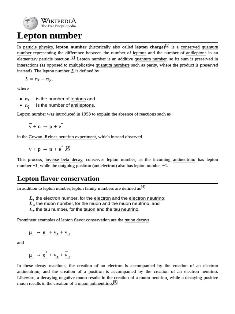 Lepton Number | PDF