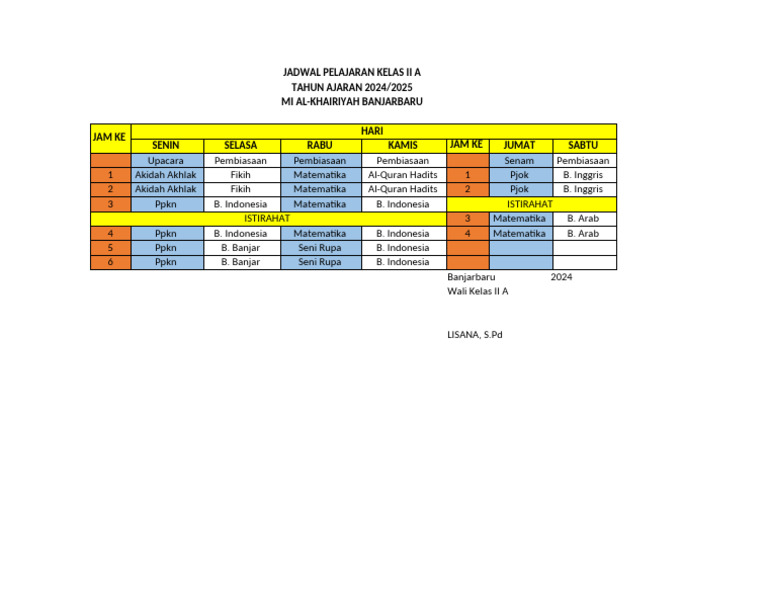 Jadwal Pelajaran Kumer 2024 Pdf