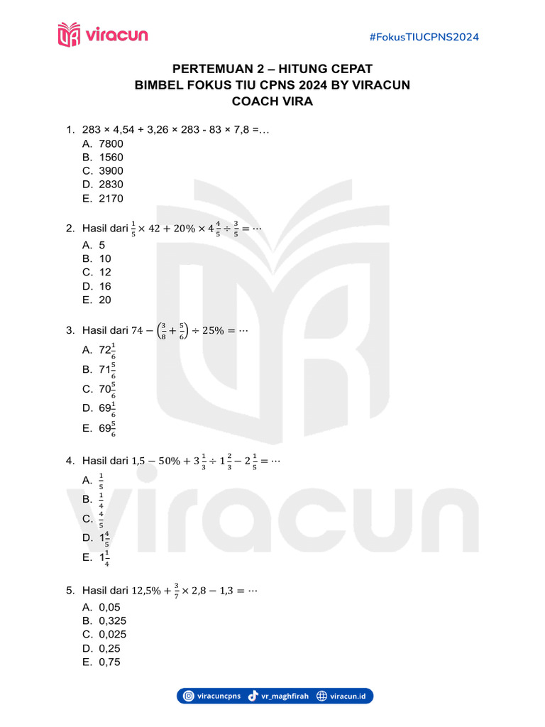 Latihan Hitung Cepat - SKD Batch 6 | PDF