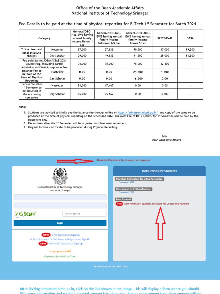 Balance Fee Details For B.Tech Batch 2024 | PDF
