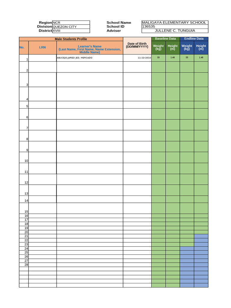 SF8 Bmi Template | PDF