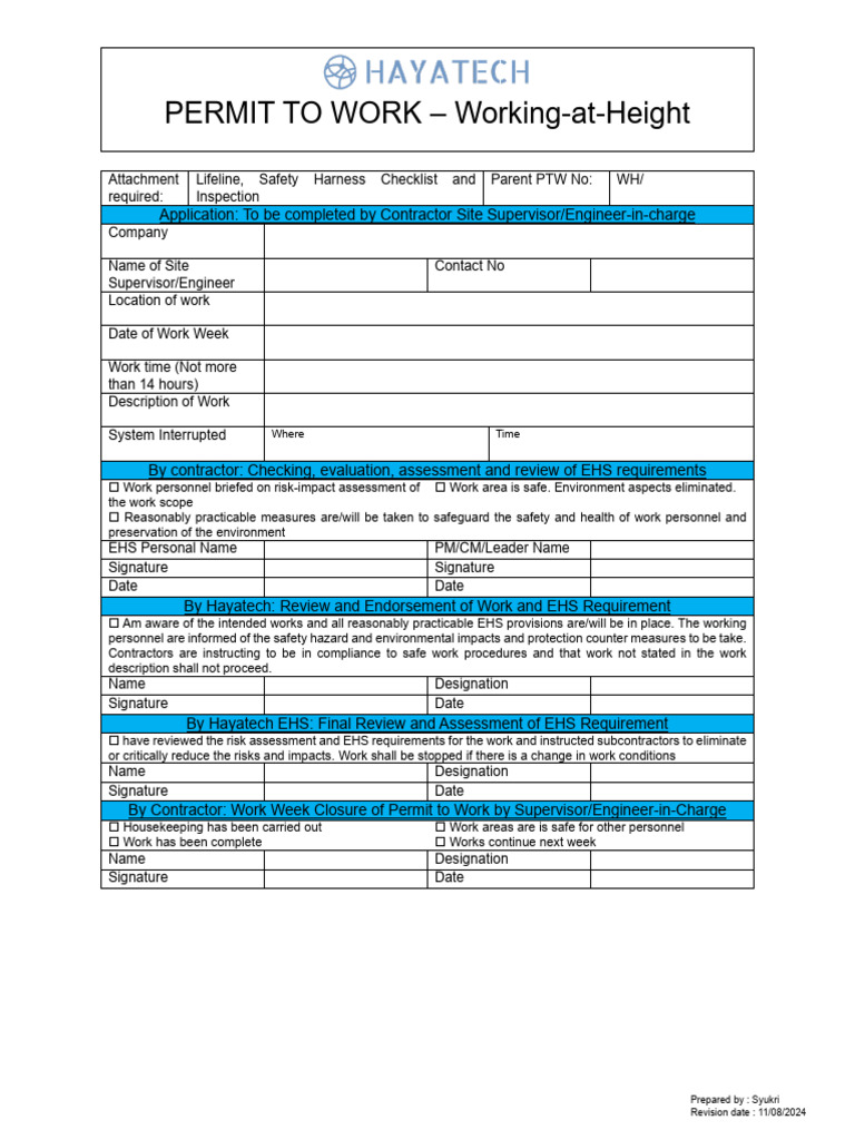 PTW Working at Height HAYATECH | PDF