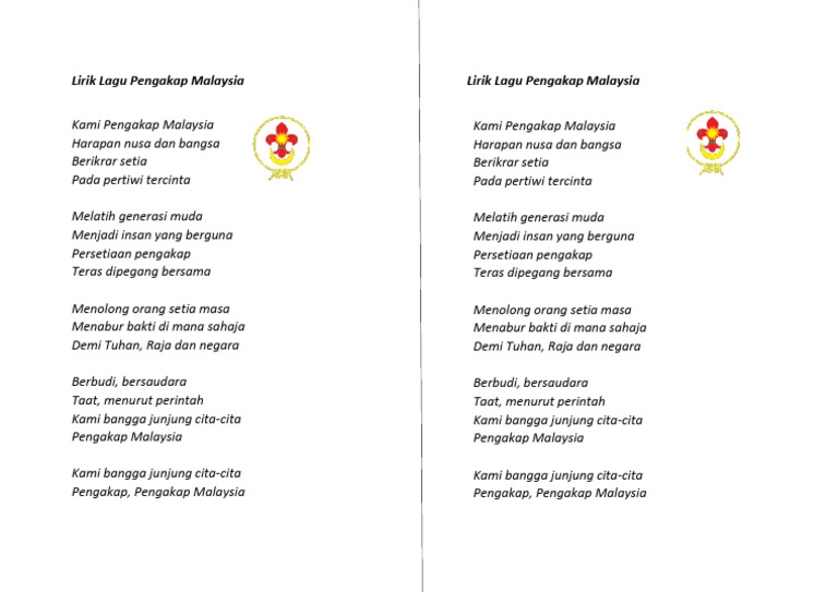 Lirik Lagu Pengakap Malaysia Lirik Lagu Pengakap Malaysia | PDF