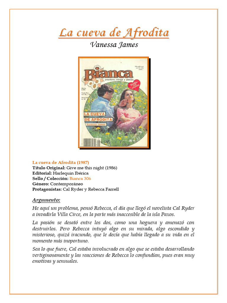 Vanessa James - La Cueva de Afrodita | PDF